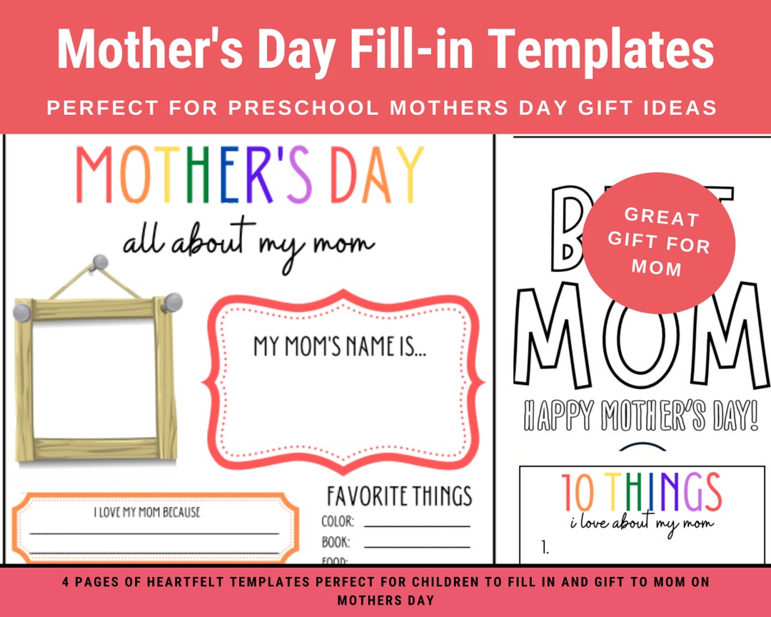 Mothers Day Fill in the Blanks Gift Idea From Kids - Preschool Mothers ...