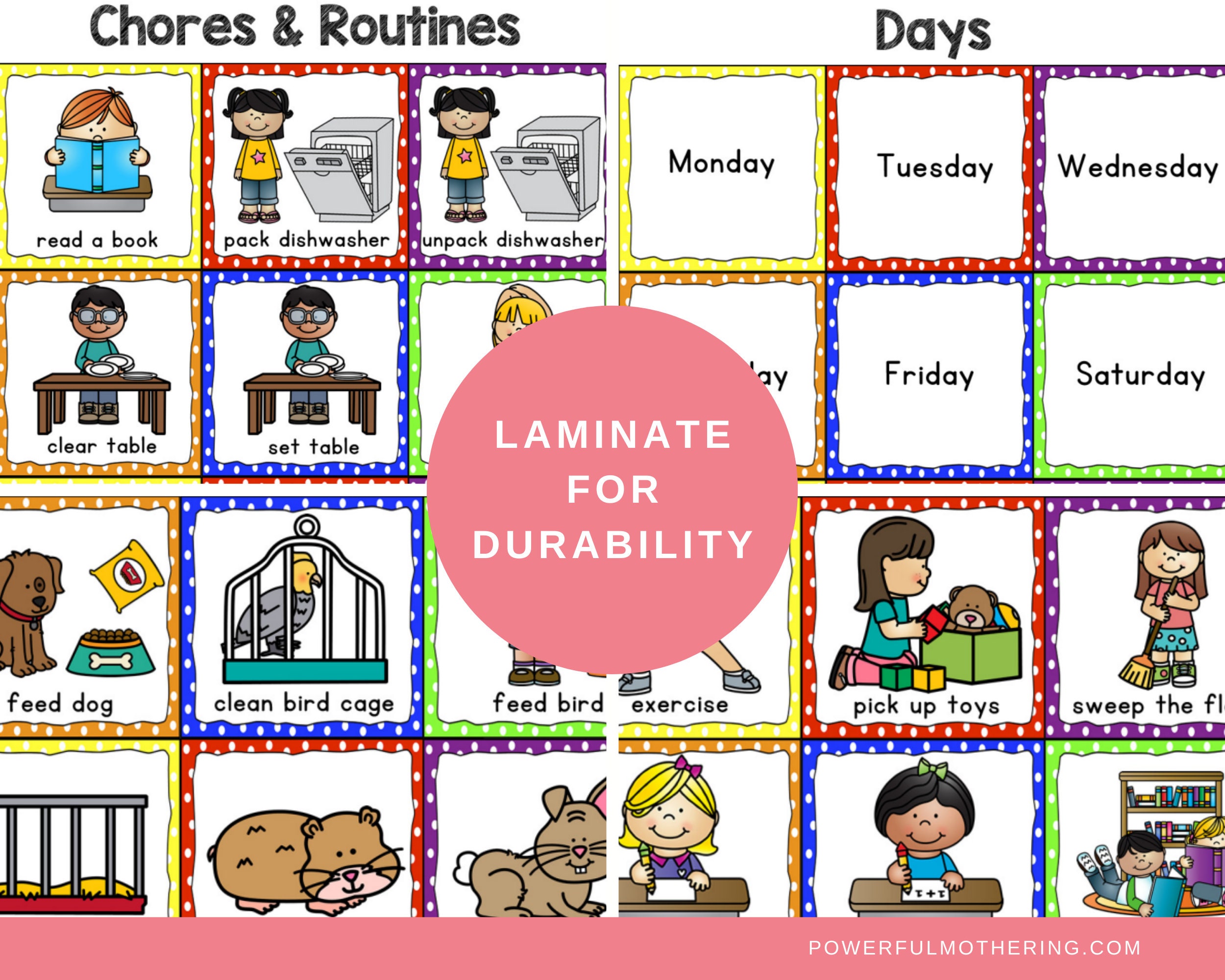 Visual Chore & Routine Cards for Kids | Chore Cards for Toddlers ...