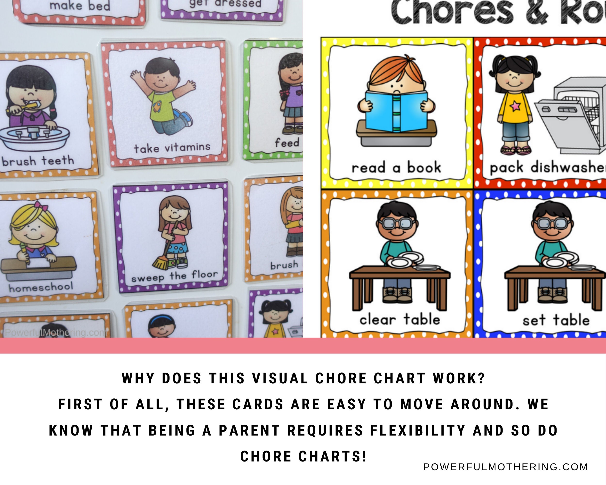 Visual Chore & Routine Cards for Kids | Chore Cards for Toddlers ...