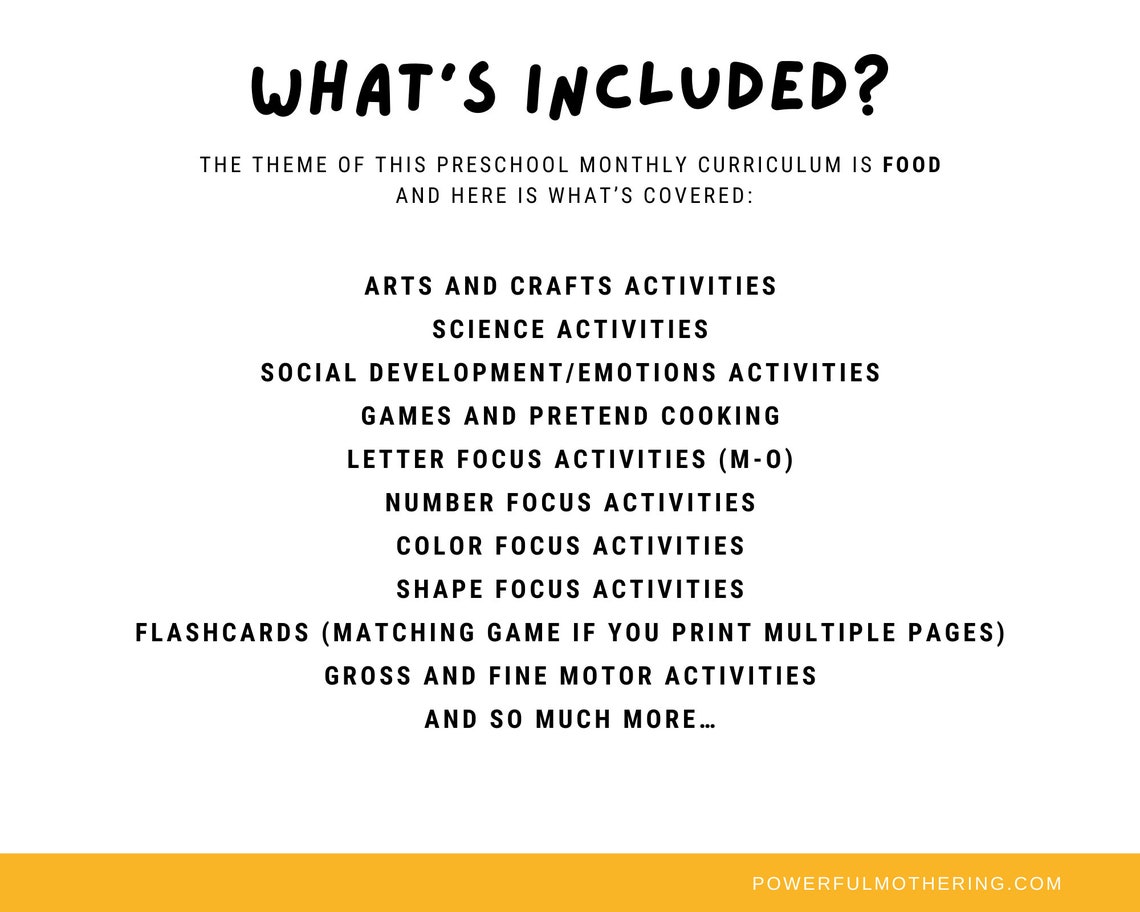 Preschool Monthly Curriculum FOOD Theme | Preschool Printable ...