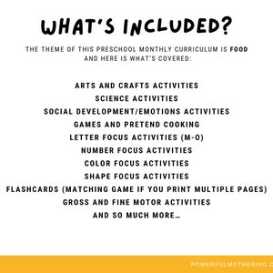 Preschool Monthly Curriculum FOOD Theme | Preschool Printable ...