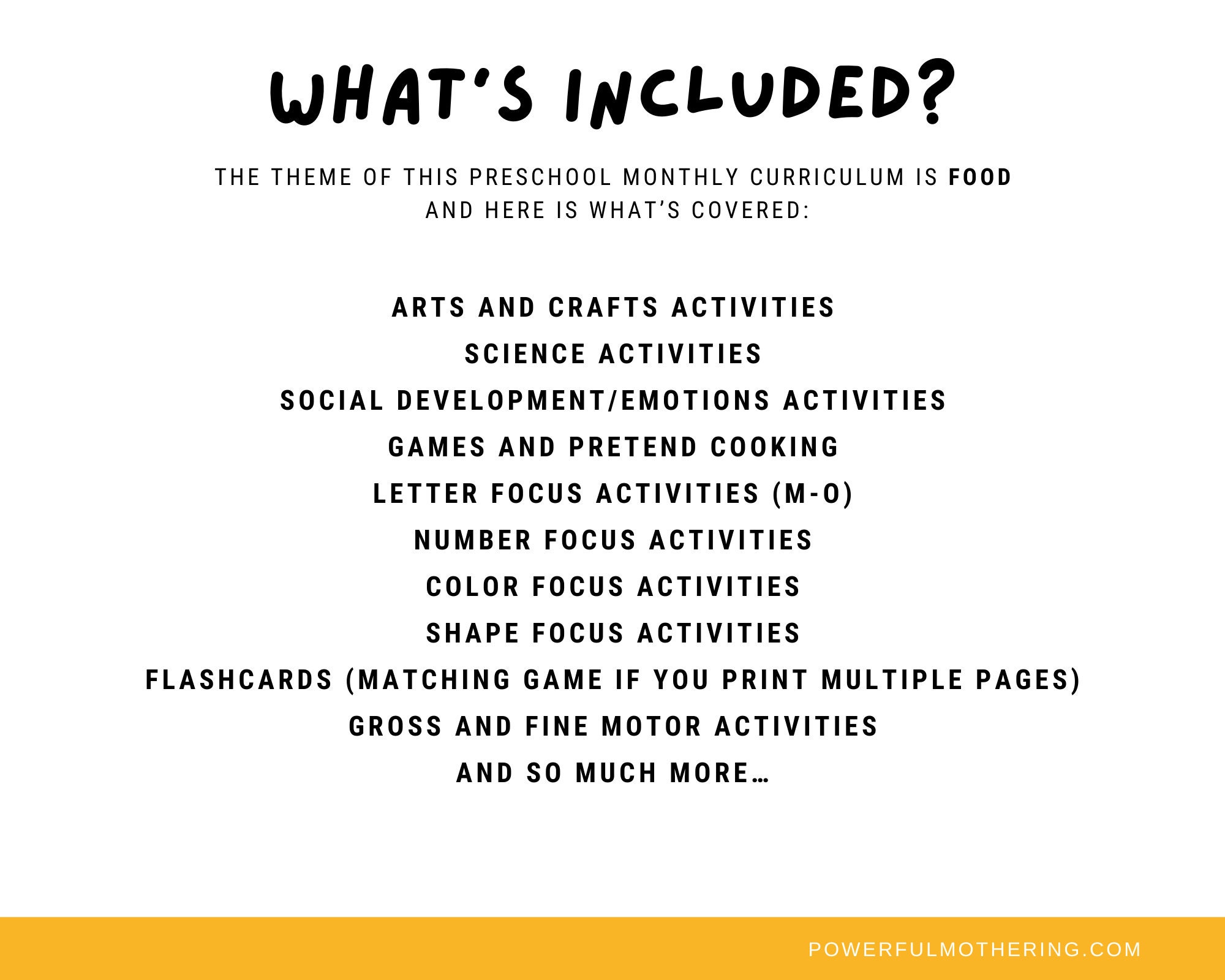 Preschool Monthly Curriculum FOOD Theme | Preschool Printable ...