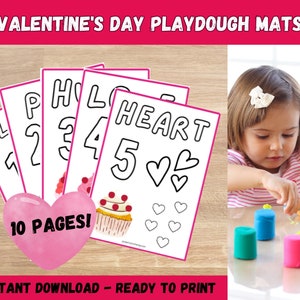 Valentine's Day Playdough Mats – 10 Pages - Preschool Learning Activity ...