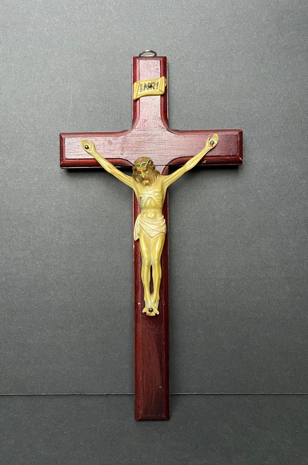 Vintage Retro Crucifix Wood and Celluloid - Etsy