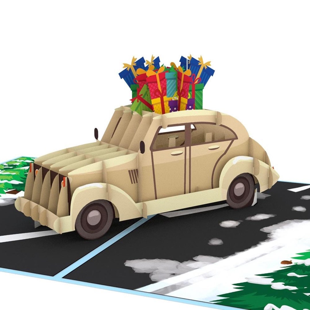 Pop up Card 3D Christmas Classic Car at Winter Gift 15 X 20 Cm - Etsy
