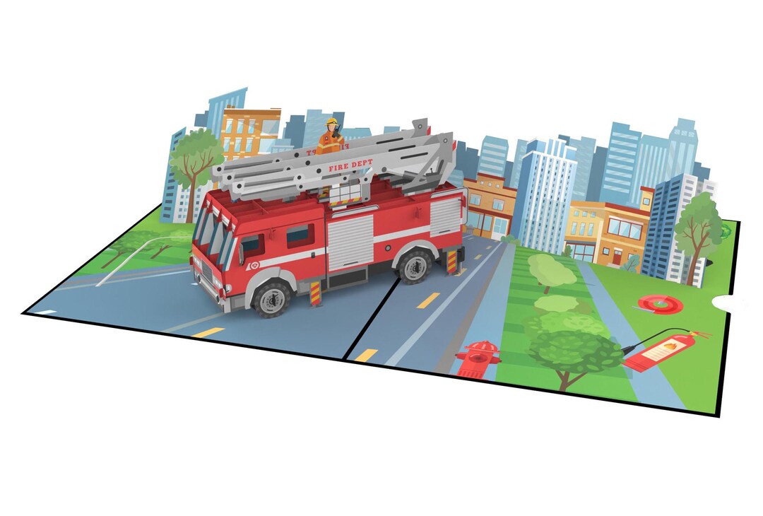 Fire Truck Fire Engine Gift Card Greeting Cards 15 X 20 Cm - Etsy
