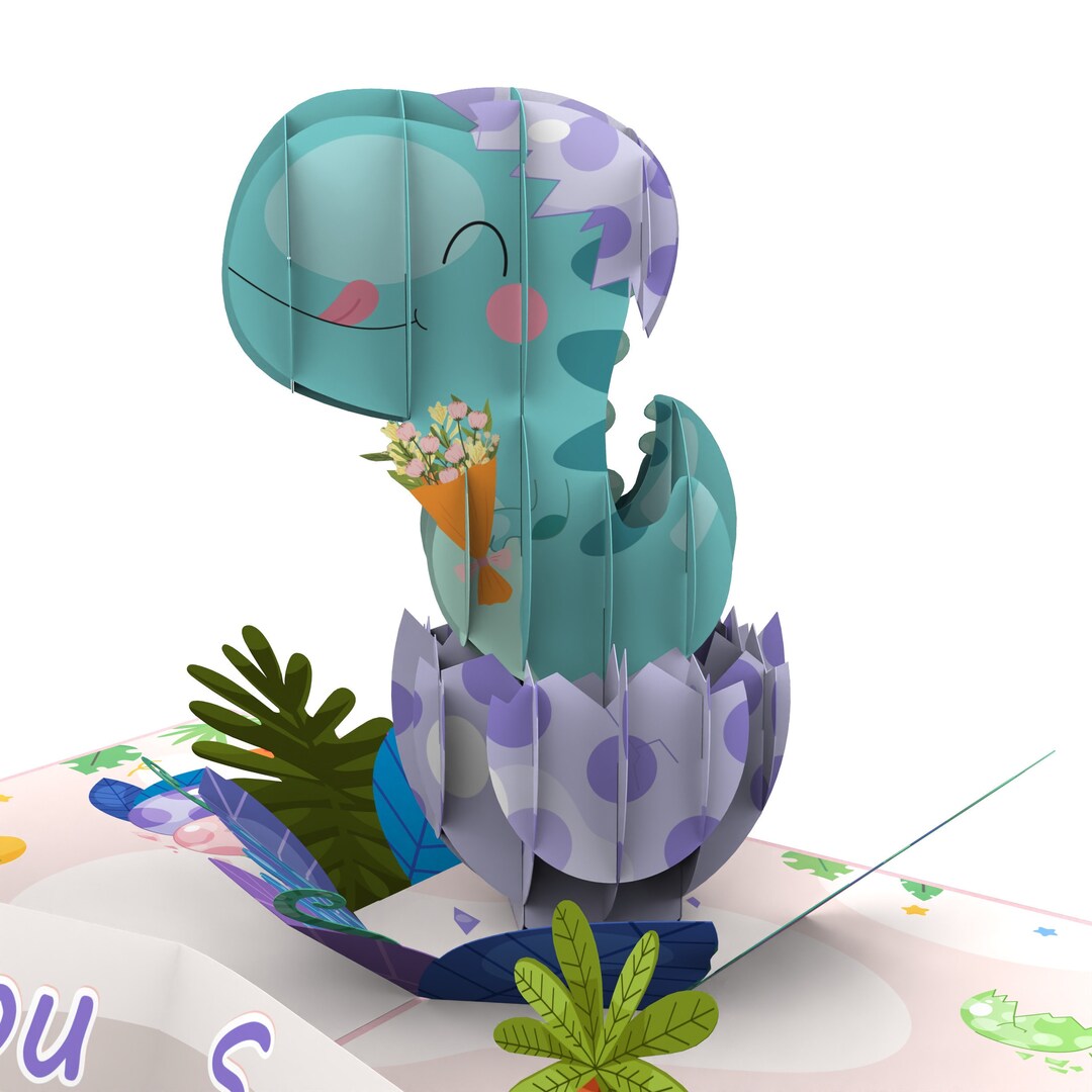 Baby Cute Dinosaur Dinosaur Pop-up Card Card - Etsy