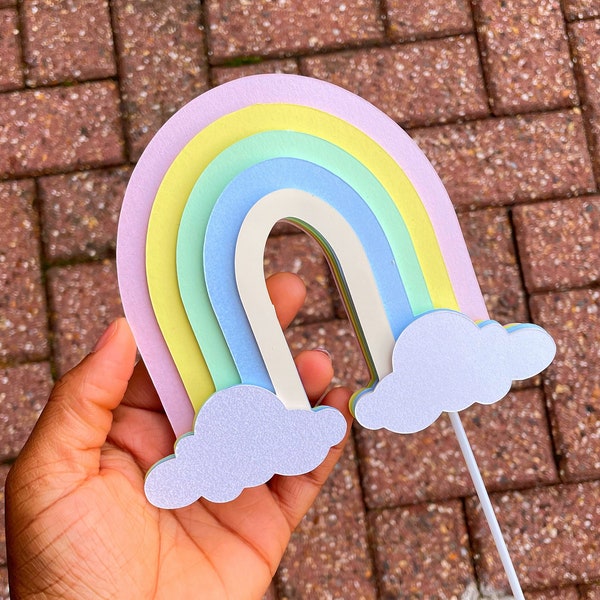 Pastel Rainbow Cake Topper - Etsy