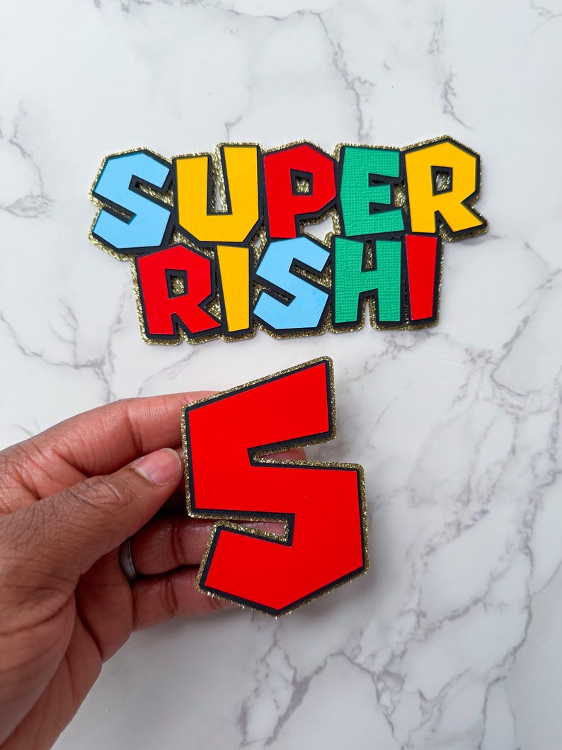 Mario Style Name Cake Topper Charm, - Etsy