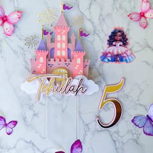 Princess Castle Birthday Cake Topper: Custom Name & Age - Etsy