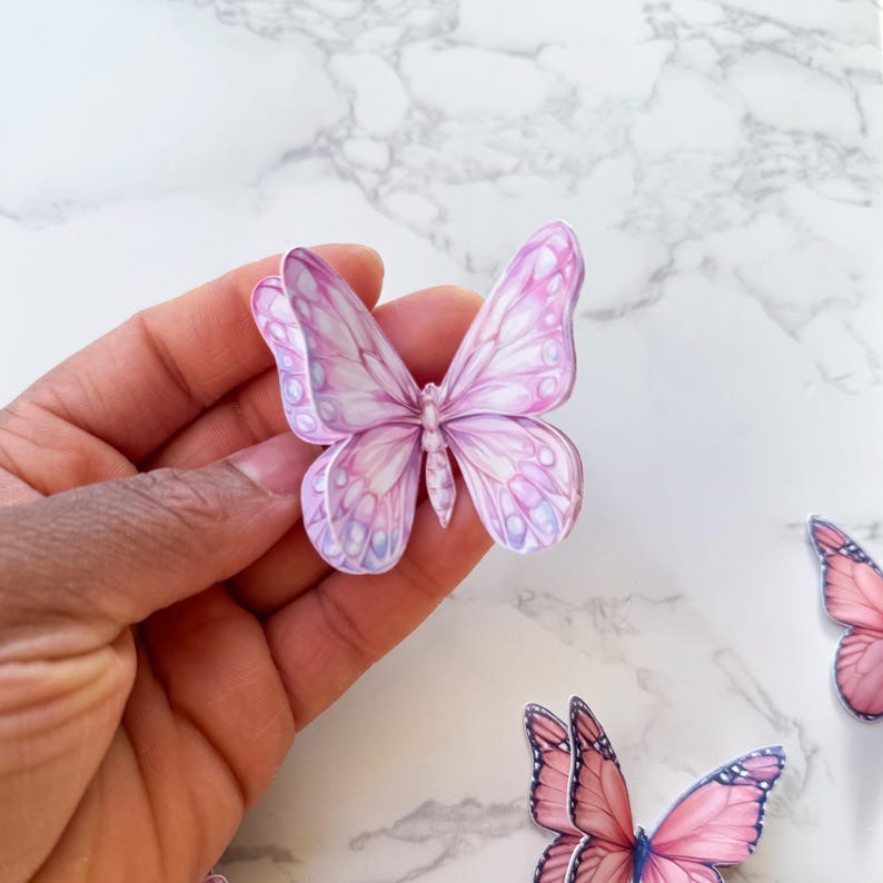 3D Pastel Butterflies Cake Toppers Cupcake Topper Charms, 3D Butterfly ...