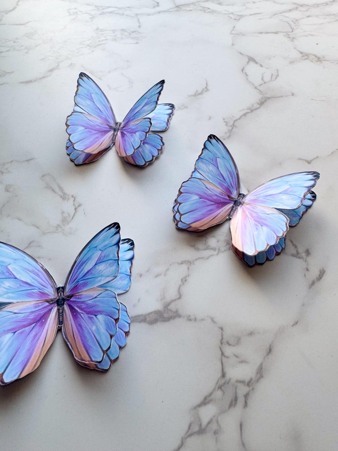 3D Pastel Blue Butterflies Cake Toppers Cupcake Topper Charms, 3D ...