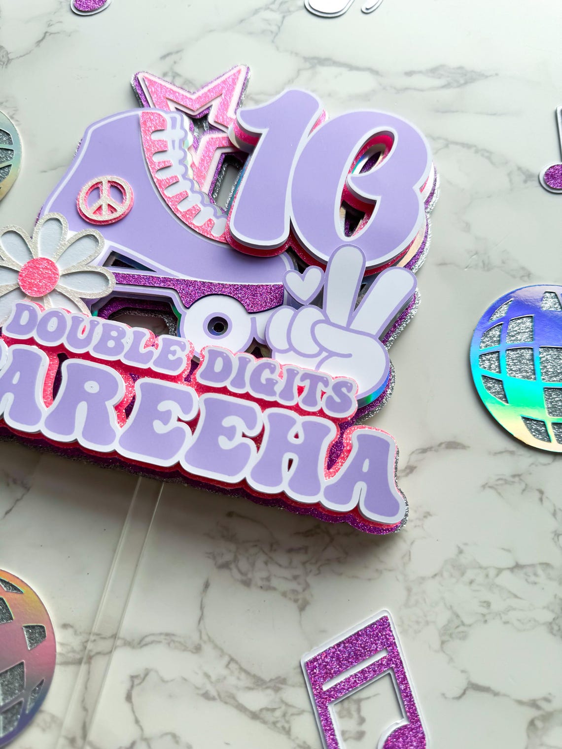 Double Digits Groovy Cake Topper - Etsy