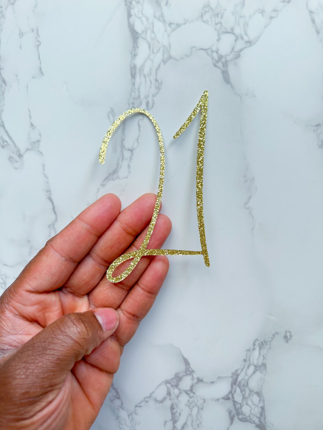 Glitter Number Cake Topper: Thin Font Age Charm - Etsy