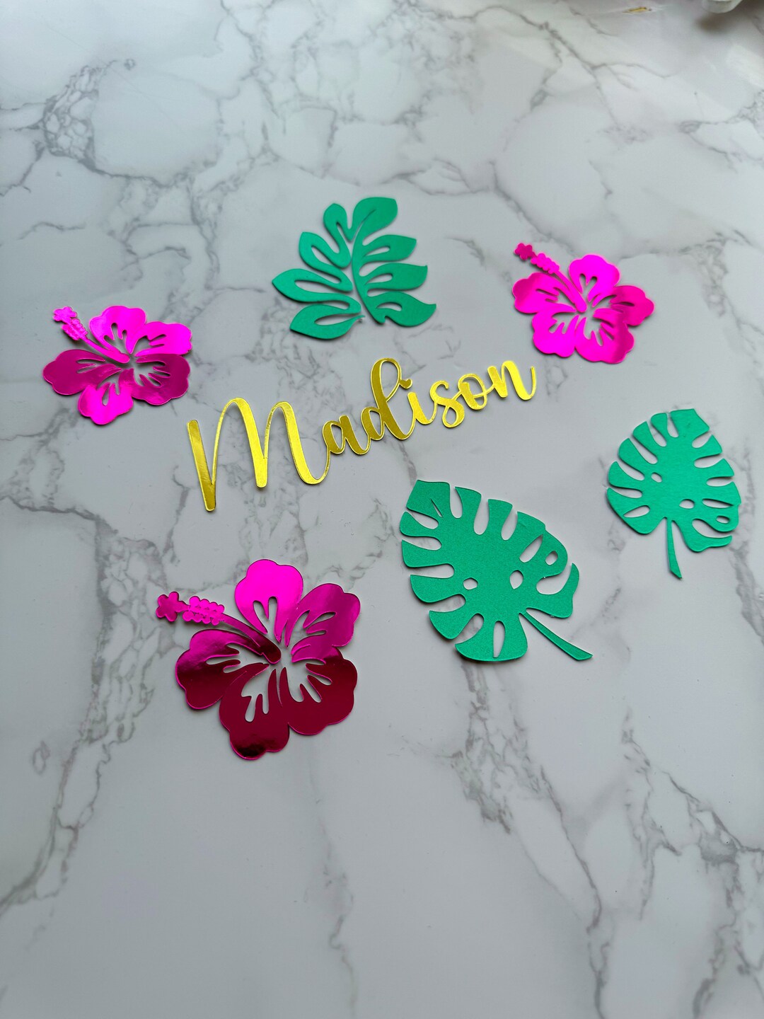 Tropical Leaves and Hibiscus Flower Charm Set - Etsy