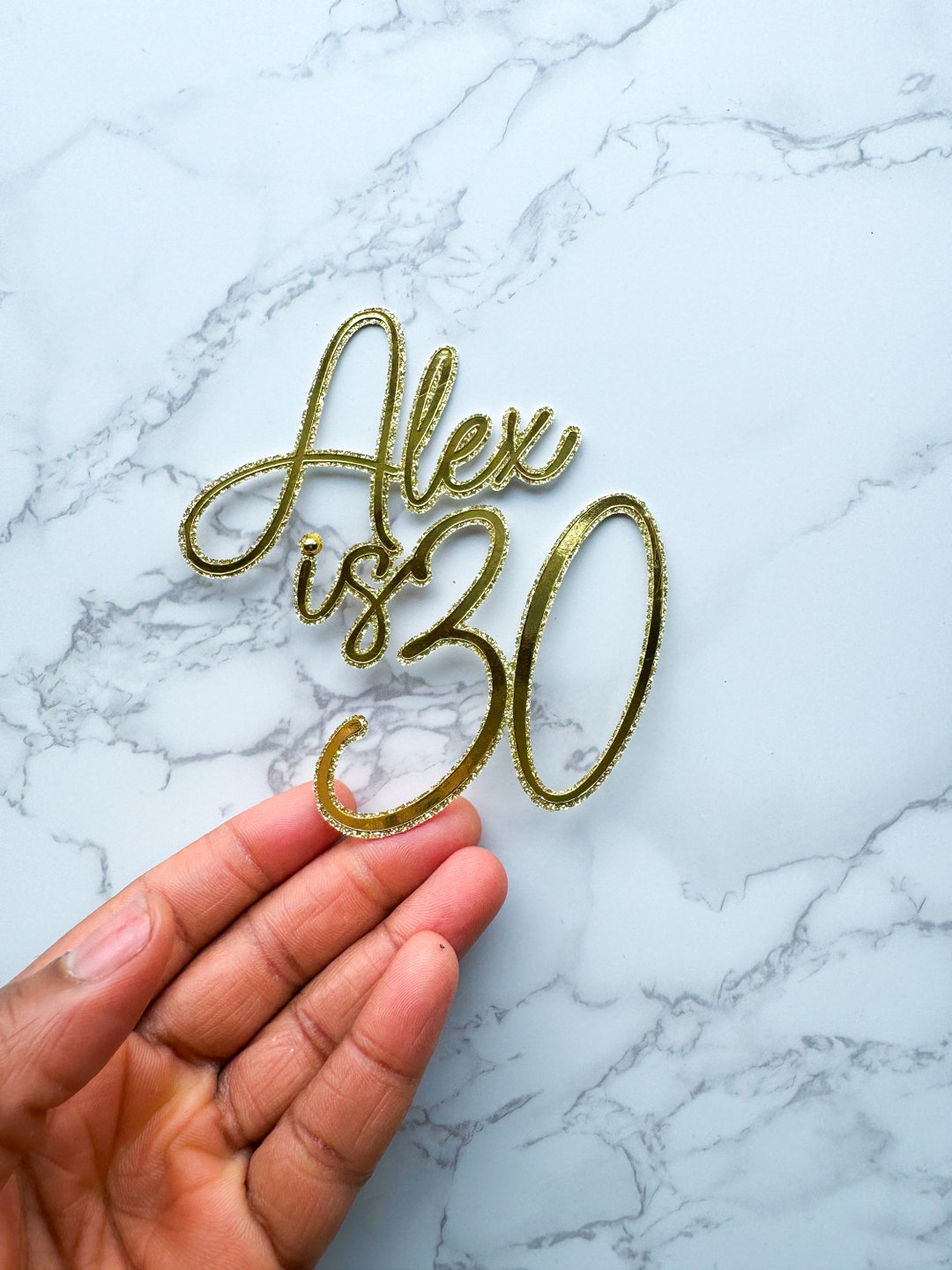 Gold Foil and Gold Glitter Cake Topper Charm - Etsy