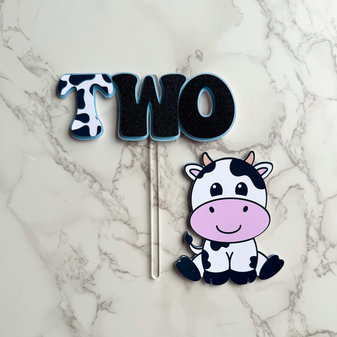Cow Themed Birthday Cake Topper, Cow Print Cake Topper, Cow Farm ...
