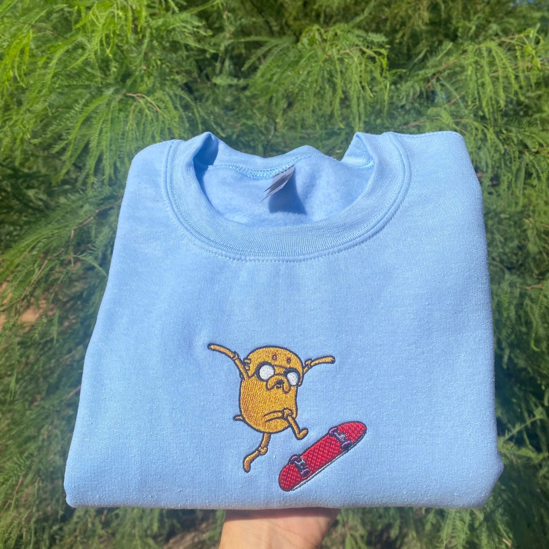 Jake Skateboard Embroidered Sweater, Personal Cartoon Gift Hoodie, Y2K ...