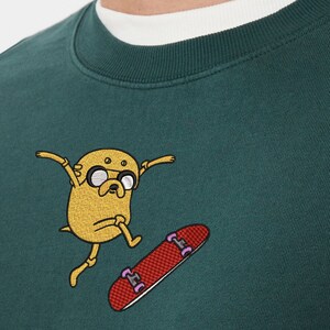 Jake Skateboard Embroidered Sweater, Personal Cartoon Gift Hoodie, Y2K ...