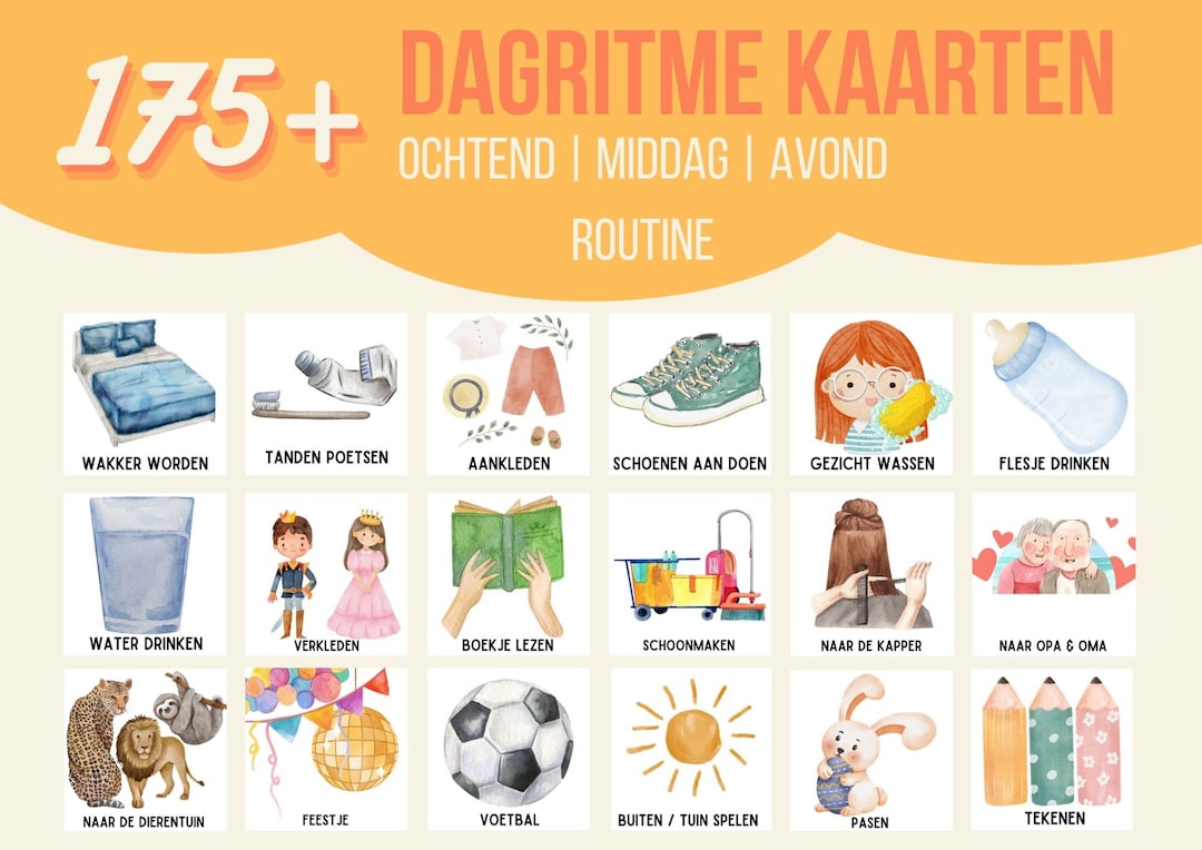 Routinekaarten Dagritme kaarten Voor peuter, kleuter, schoolsoort ...