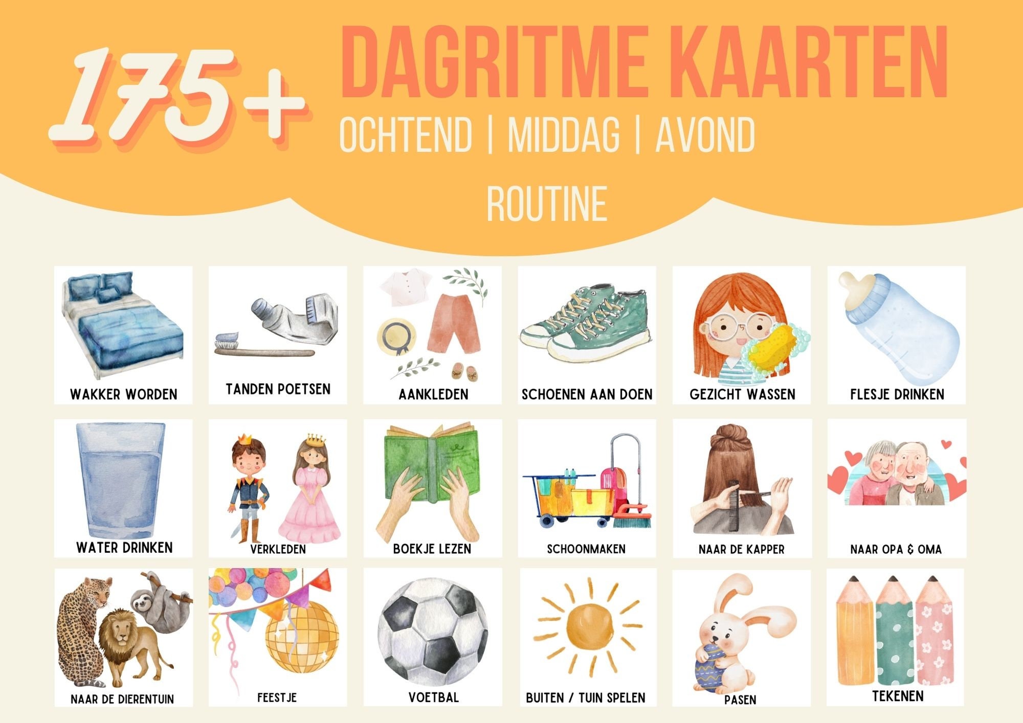 Routinekaarten Dagritme kaarten Voor peuter, kleuter, schoolsoort ...