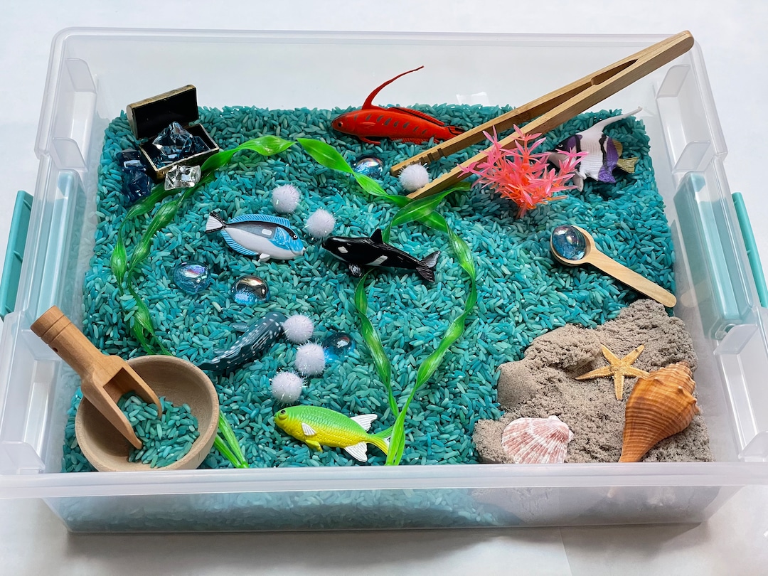 MINI Ocean Sea Montessori Wooden Sensory Bin for Toddlers - Etsy