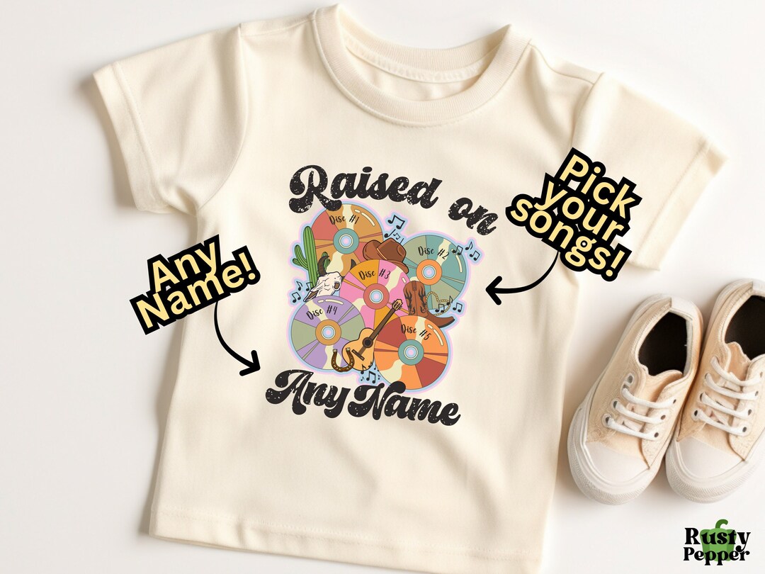 Kids Custom Retro CD Raised Country Music Concert Childrens Tee Baby ...