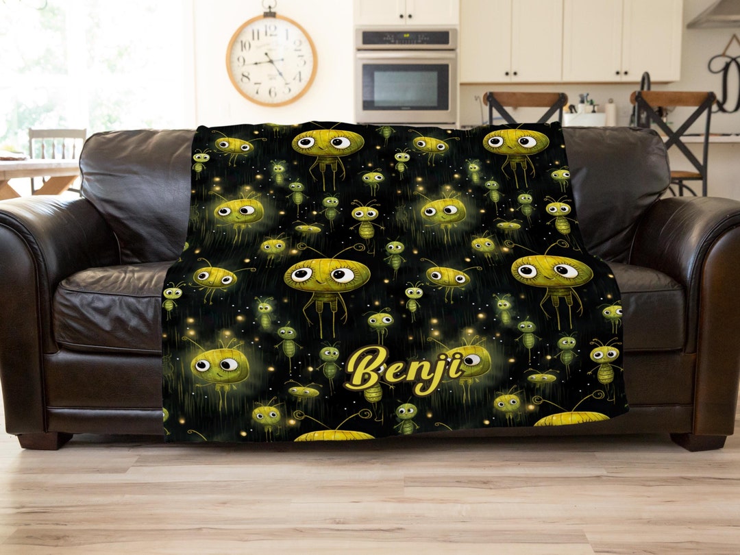 Glowing Fireflies Personalized Plush Blanket, Whimsical Lightning Bugs ...