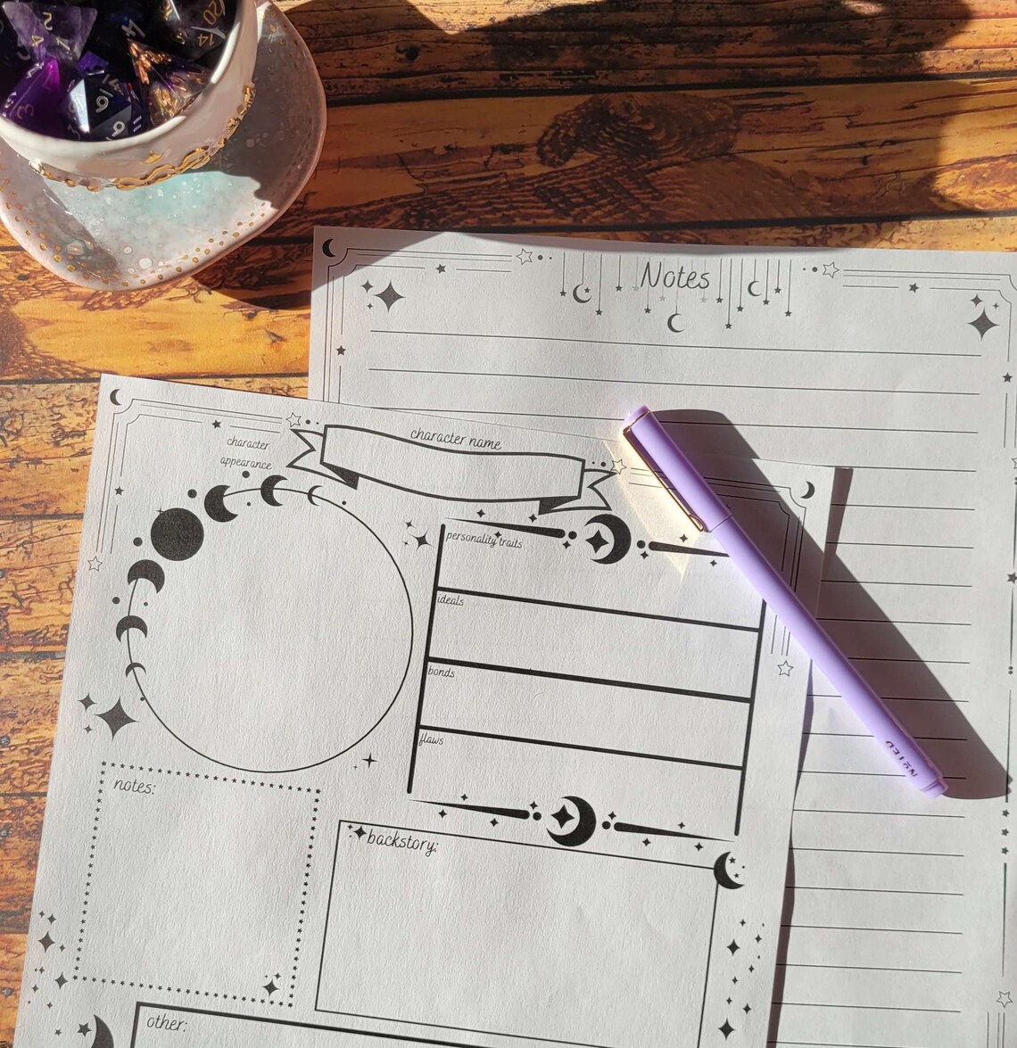 Moon D&D Character Sheet PDF Fillable/printable - Etsy