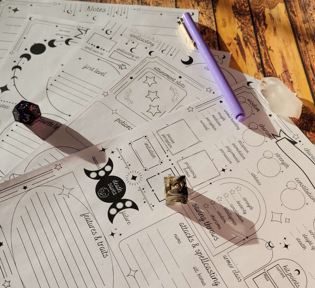 Moon D&D Character Sheet PDF Fillable/printable - Etsy