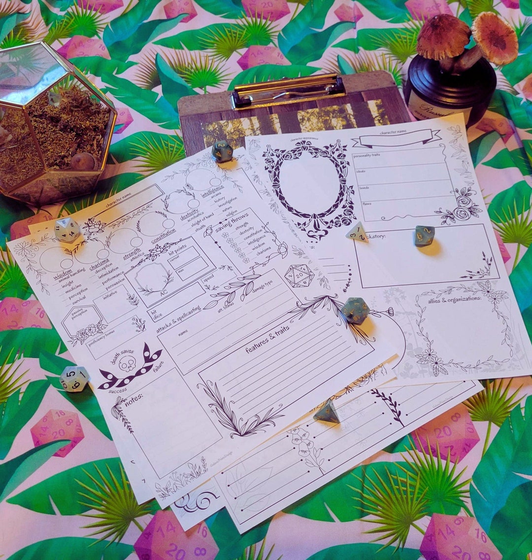 Nature Inspired Character Sheet - Etsy