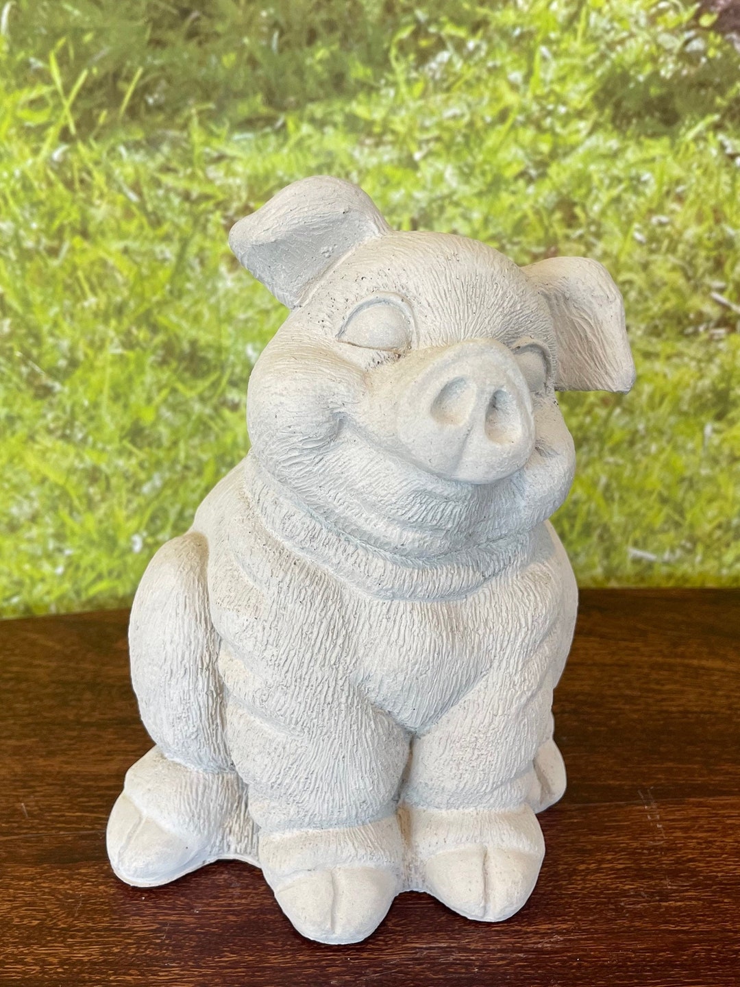 Piggy Statue - Sterling Statuary | Handmade Solid Concrete Garden Decor ...