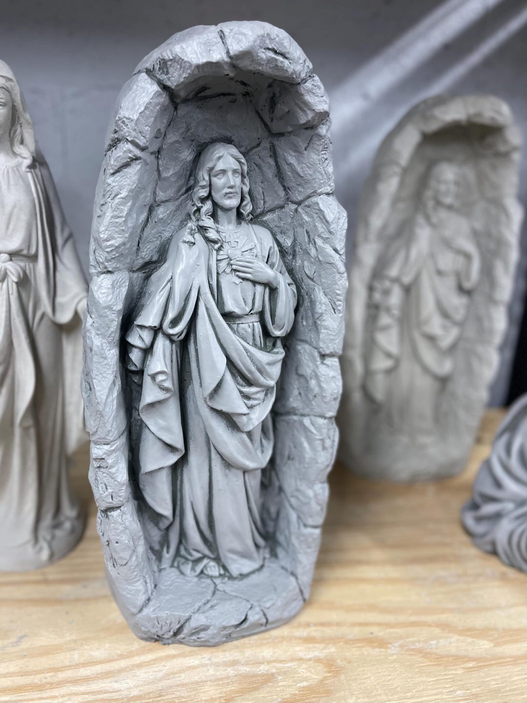 Gray Jesus Grotto Statue - Sterling Statuary | Handmade Brand New Solid ...