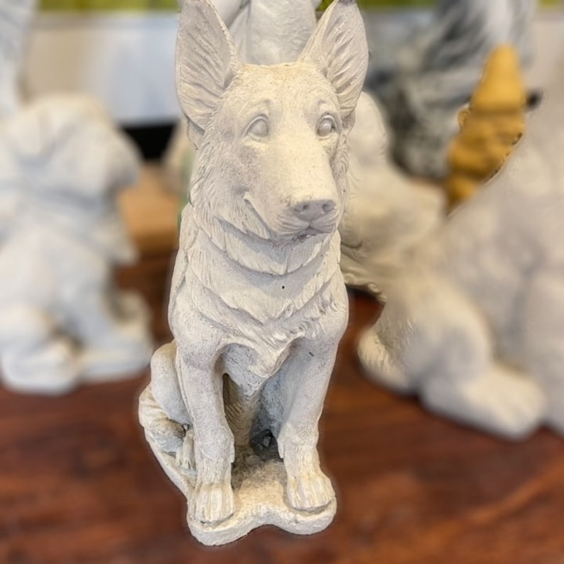 German Shepherd - Sterling Statuary | Handmade Brand New Solid Concrete ...