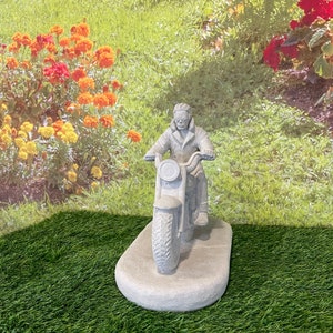 Biker Statue - Sterling Statuary | Handmade Solid Concrete Garden Decor ...