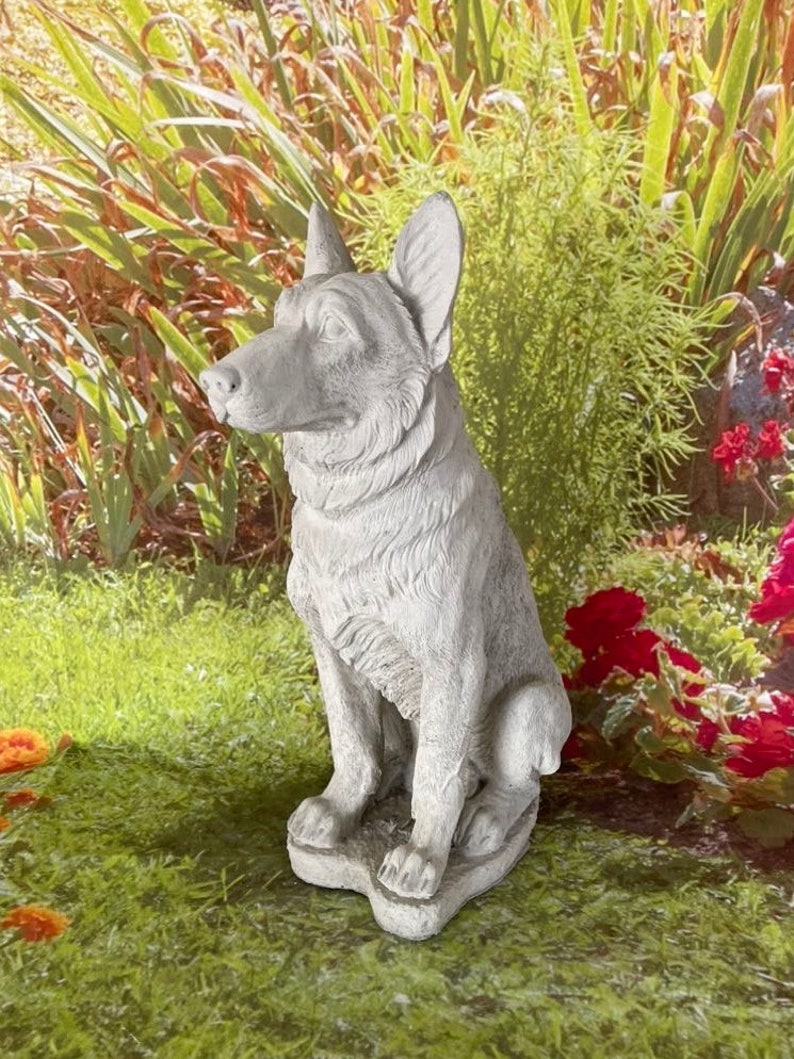 German Shepherd - Sterling Statuary | Handmade Brand New Solid Concrete ...