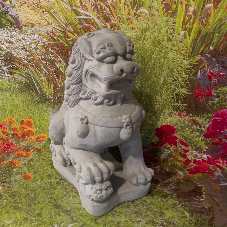 Foo Dog Female - Sterling Statuary | Handmade Brand New Solid Concrete ...