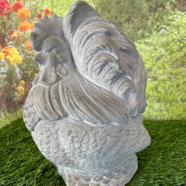Concrete Rooster Statue - Etsy