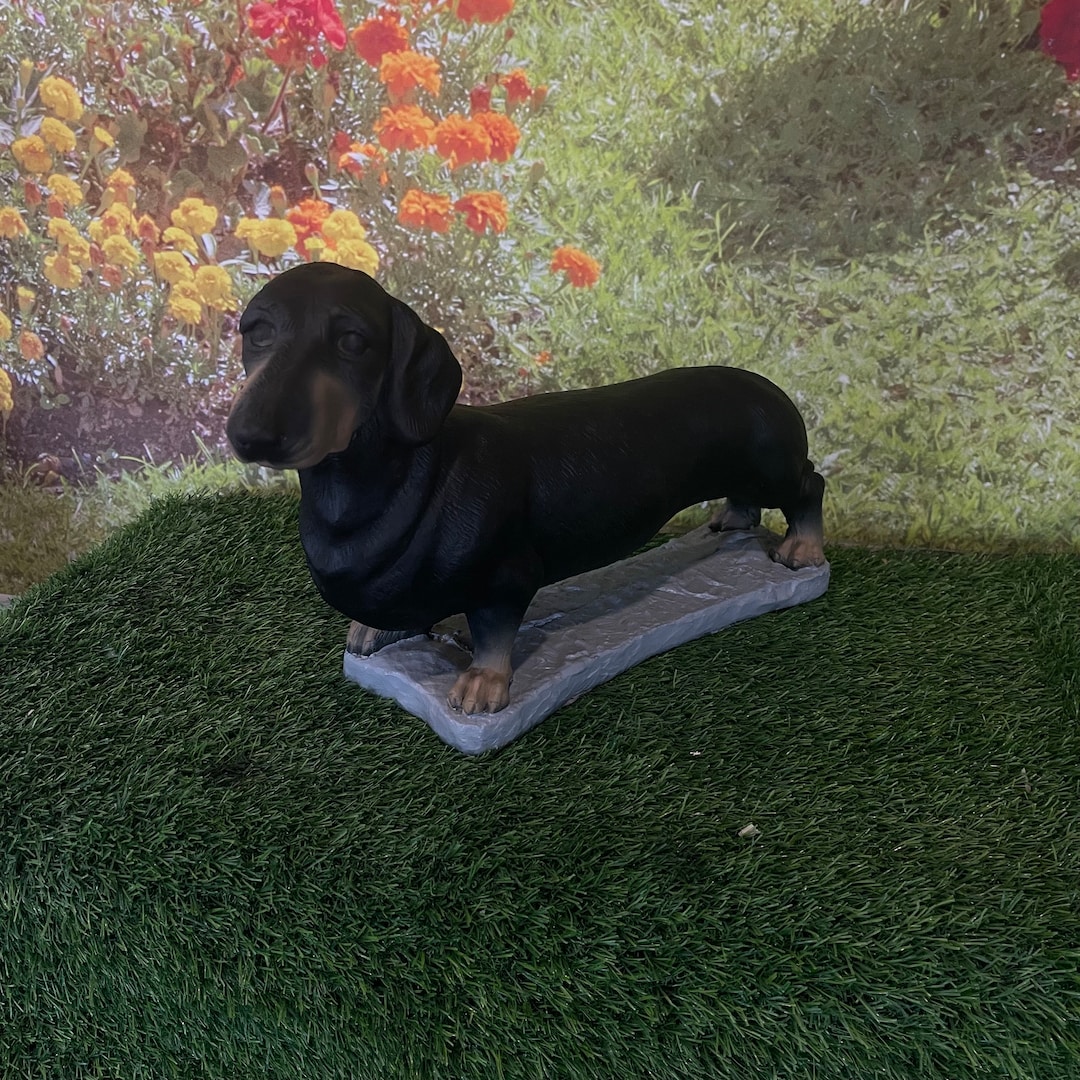 Black/brown Dachshund "weiner Dog" Garden Statue - Sterling Statuary ...