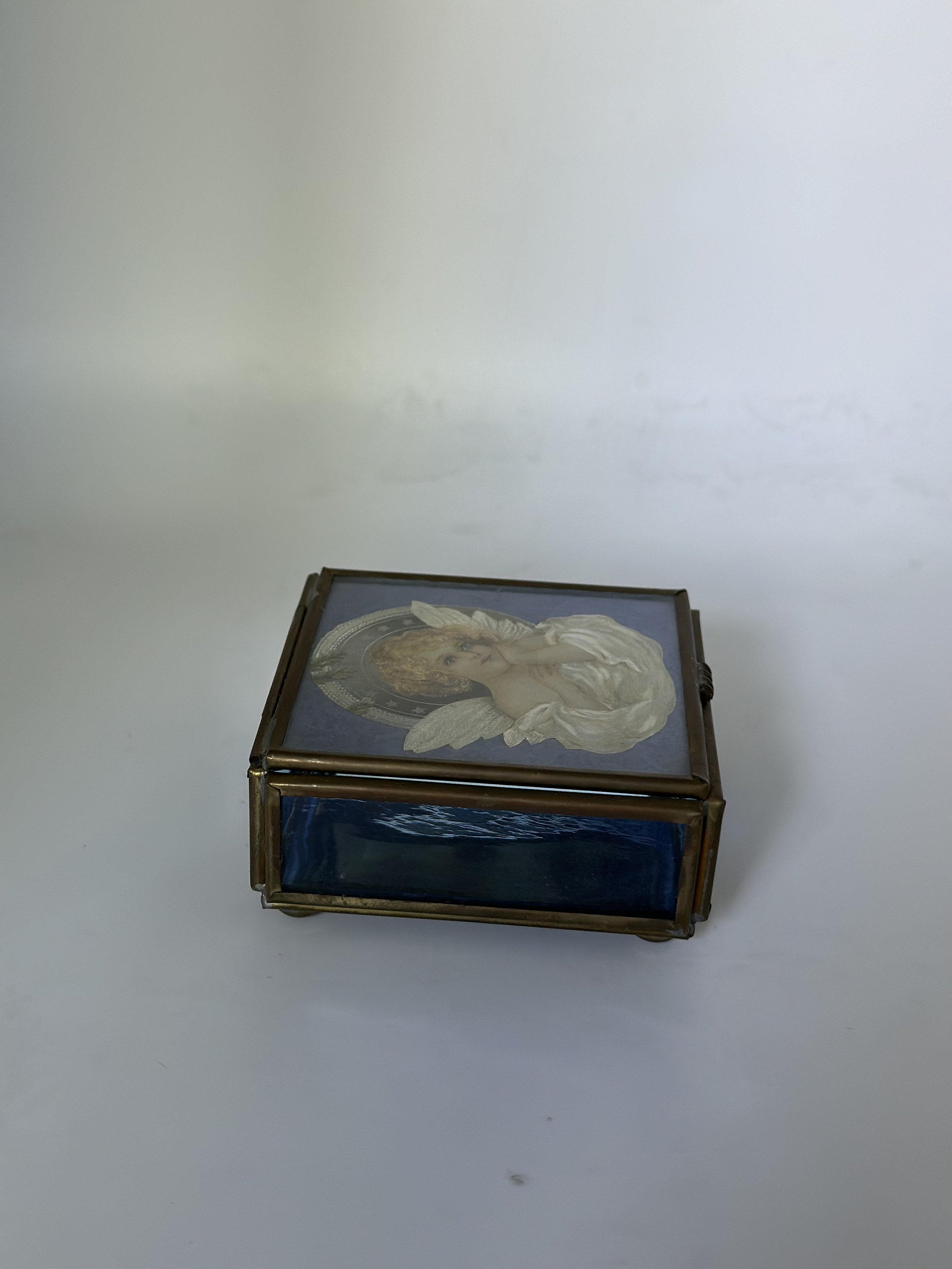 Vintage Blue Glass, Angel Jewelry Box - Etsy