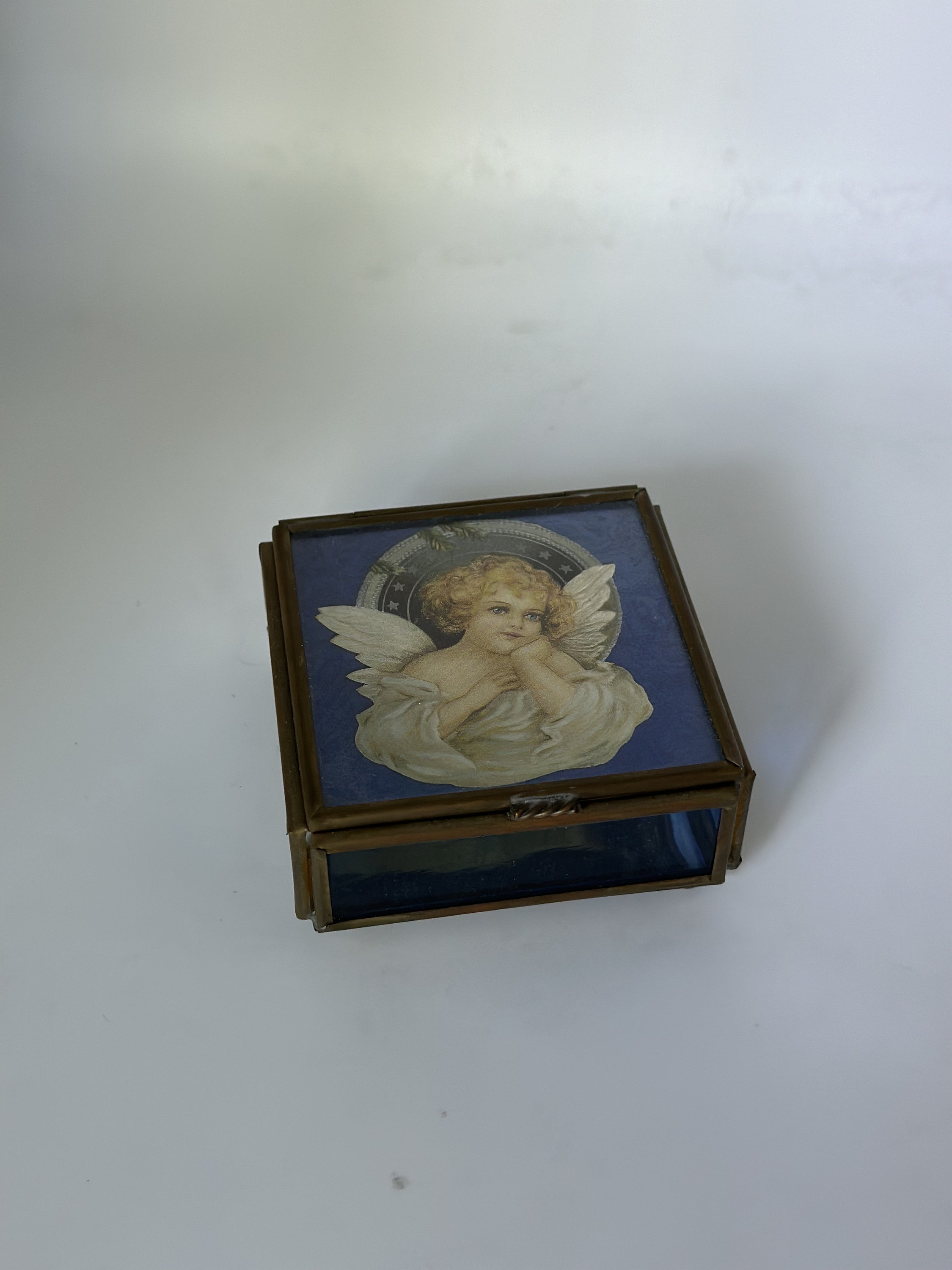 Vintage Blue Glass, Angel Jewelry Box - Etsy