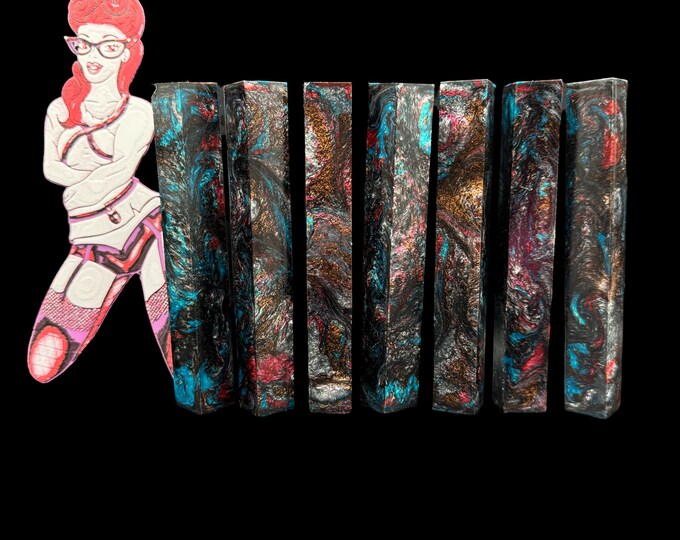 Blue Lagoon Design, Pen Turning Blanks, Alumilite Resin, Black, Gray ...
