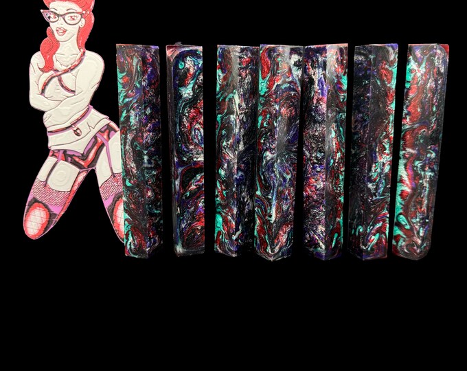 Ursula Design, Pen Turning Blanks, Alumilite Resin, Plum, Silver White ...