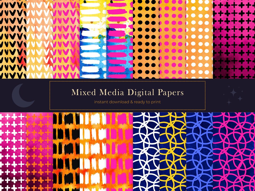 Mixed Media Digital Paper, Watercolor Collage Sheets, Junk Journal ...