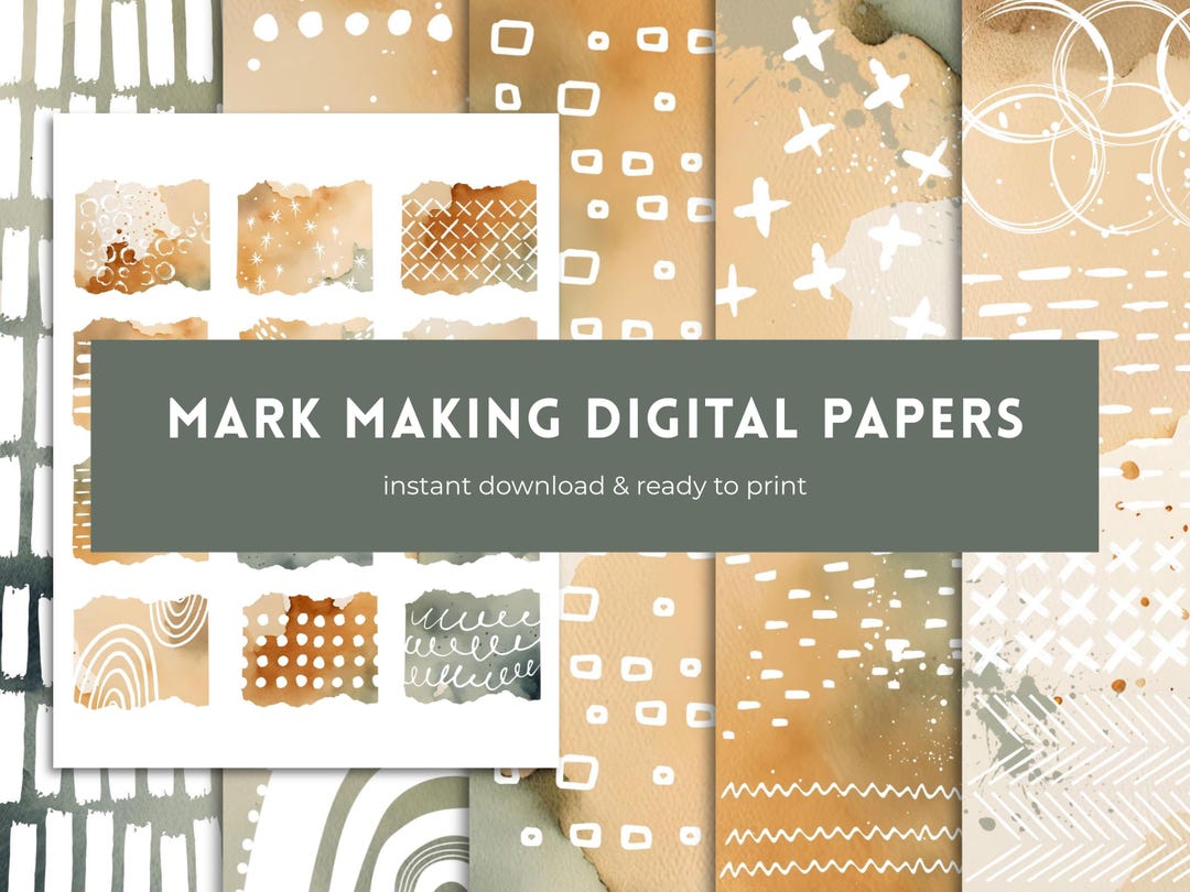 Mark Making Digital Paper, Watercolor Collage Paper, 8.5x11 Junk ...