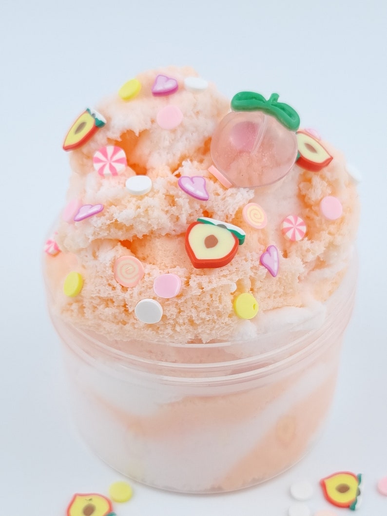 Peach Cream Cloud Slime Fluffy Drizzly Slime Sweet Peach Scented Slime ...