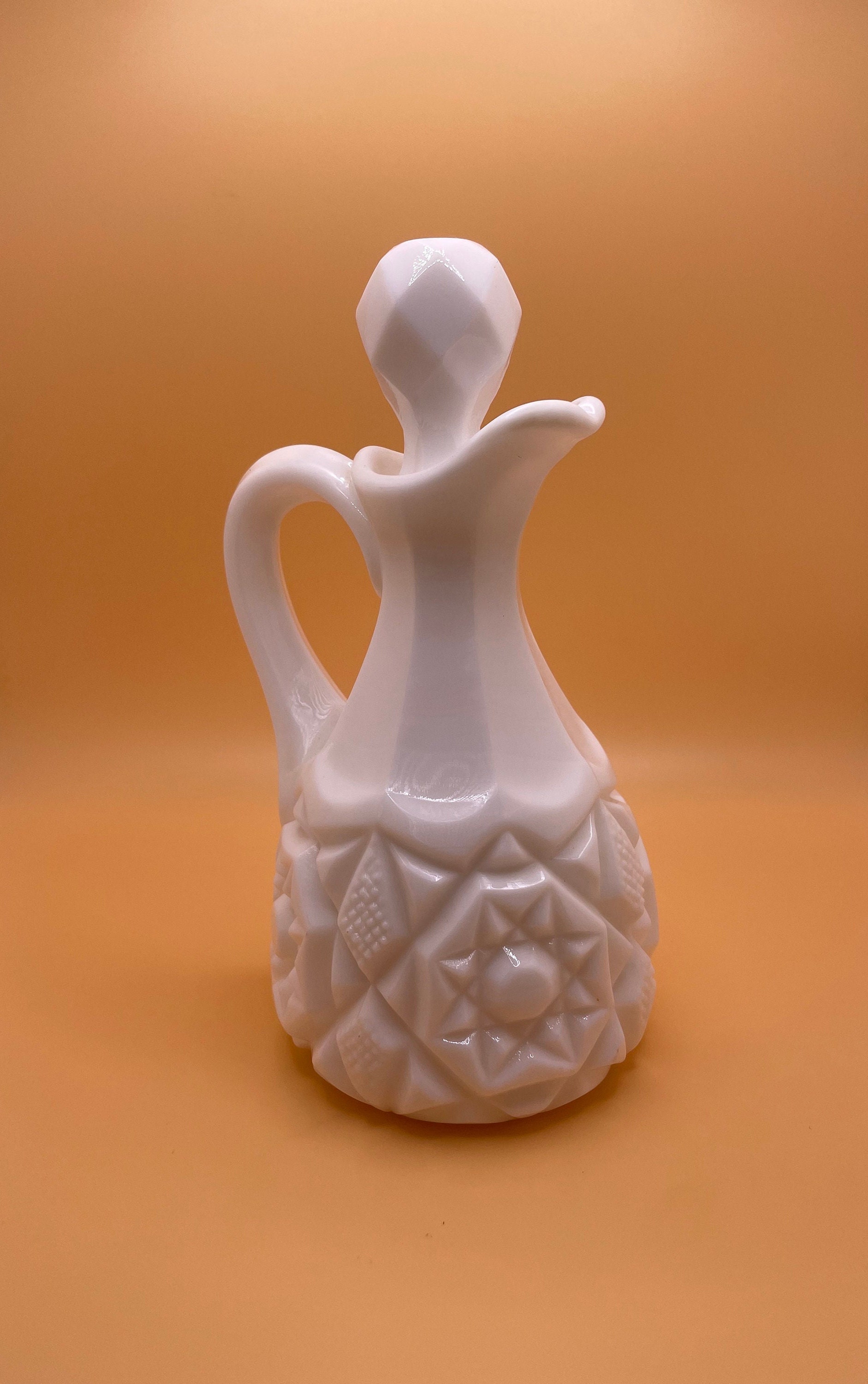 Small Milk Glass Oil Cruet - Etsy