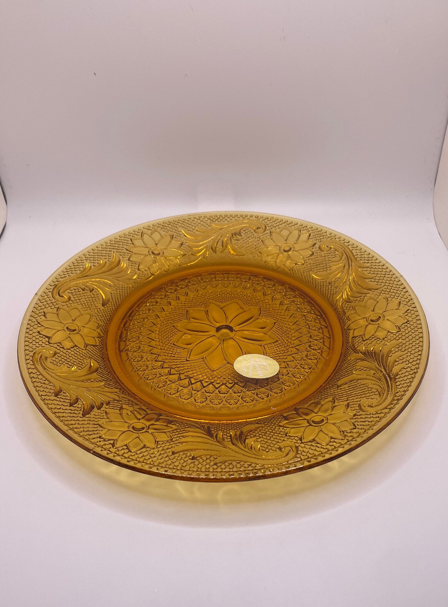 A Tiara Exclusive Amber Glass Plate - Etsy
