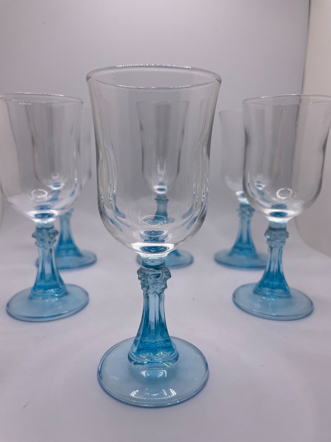 Glass Blue-stemmed Spirit Glasses set of 6 - Etsy