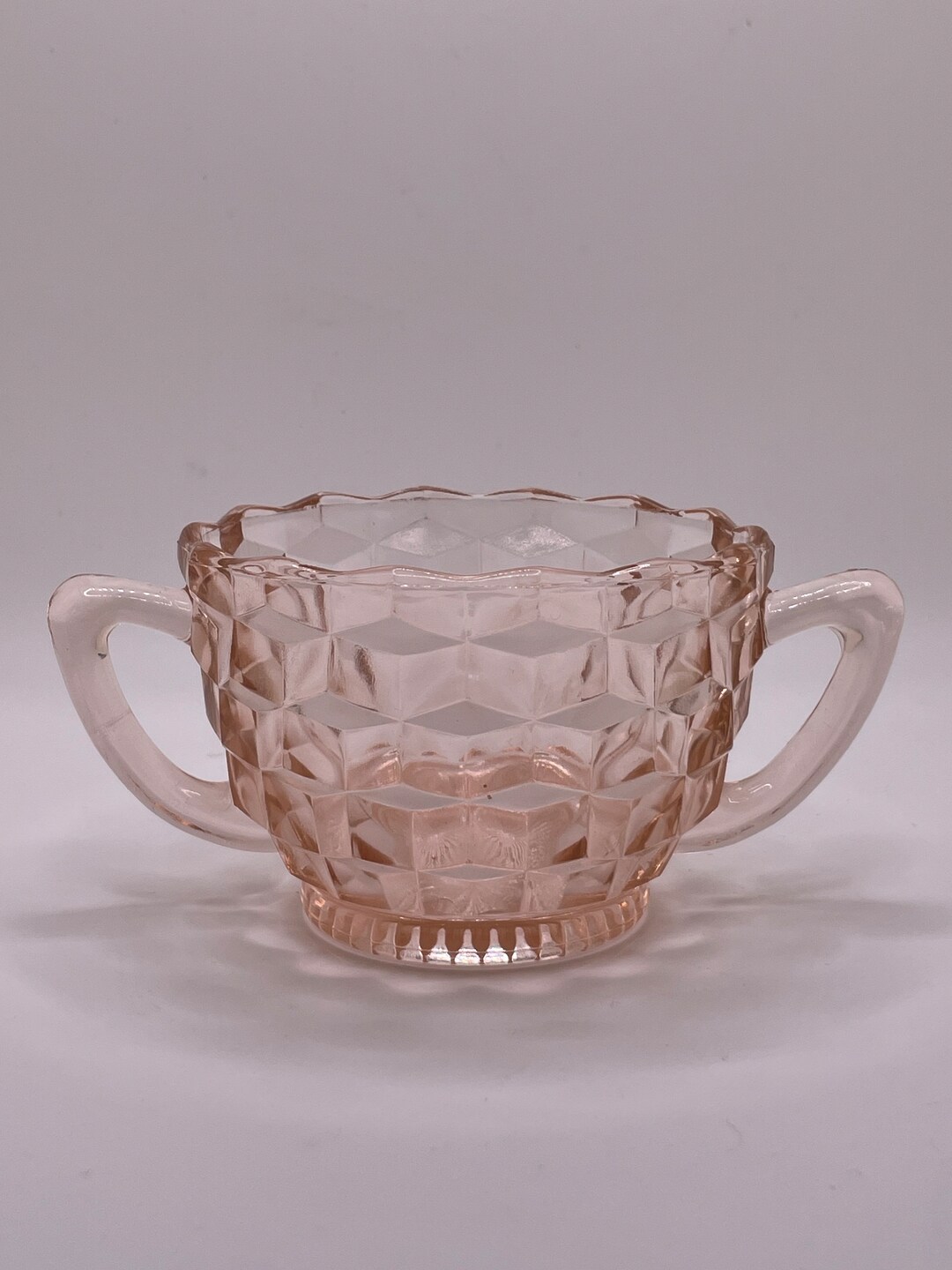 1930's Jeanette Glass Co. Pink Depression Glass Sugar Bowl Cube Pink ...
